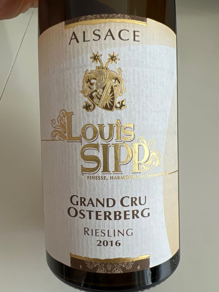 2016 Louis Sipp Riesling Osterberg, France, Alsace, Alsace Grand Cru ...