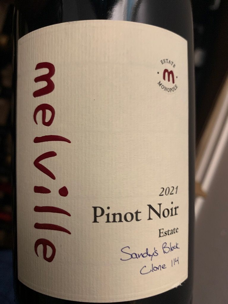 2021 Melville Pinot Noir Clone 114 Estate Sandy's Block, USA ...