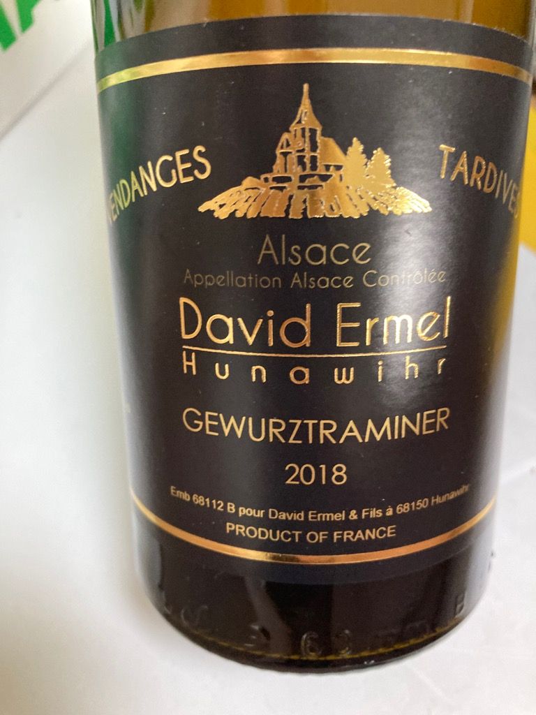 2018 David Ermel & Fils Gewurztraminer Vendanges Tardives, France ...