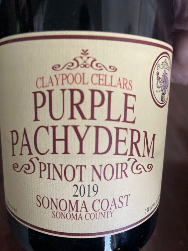 2019 Claypool Cellars Pinot Noir Purple Pachyderm Sonoma Coast, USA ...