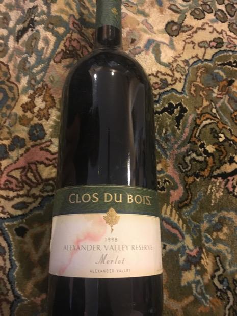1998 Clos du Bois Merlot Reserve Alexander Valley, USA, California ...