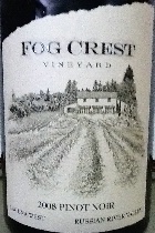 2007 Fog Crest Vineyard Pinot Noir LAGUNA WEST, USA, California, Sonoma County, Russian River ...