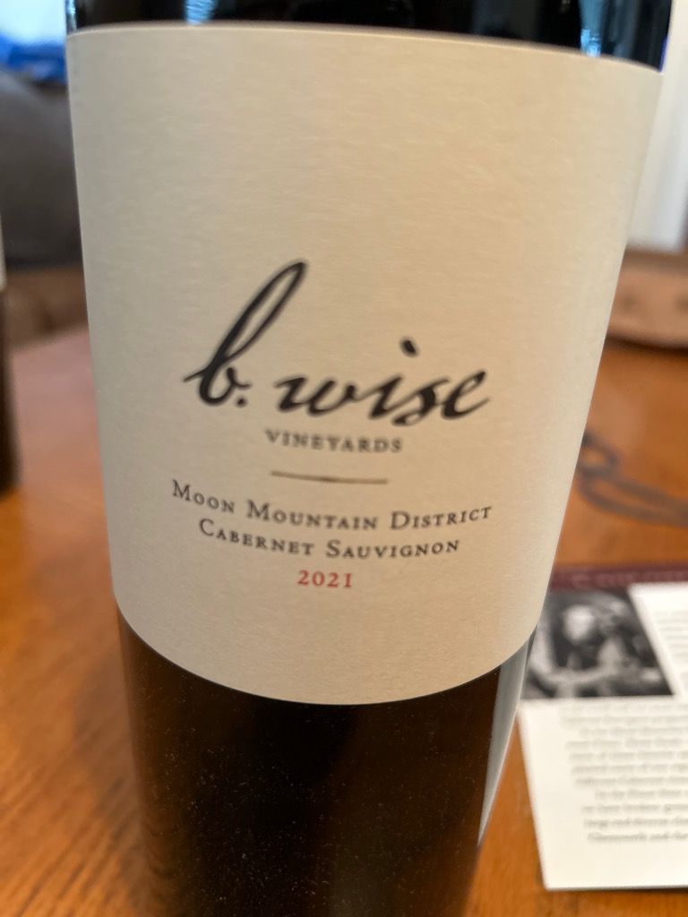 2021 B. Wise Vineyards Cabernet Sauvignon Moon Mountain District, USA ...