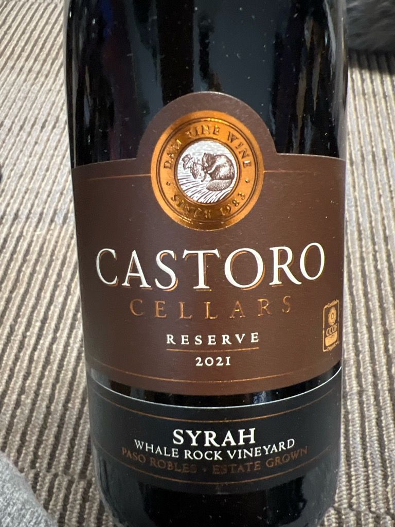 2021 Castoro Cellars Syrah Reserve Whale Rock Vineyard, USA, California ...
