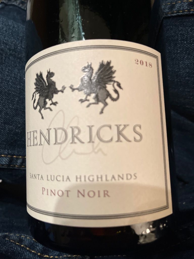 2018 Hendricks Pinot Noir, USA, California, Central Coast, Santa Lucia ...