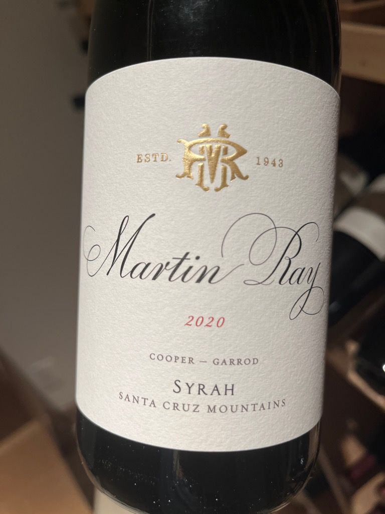 2020 Martin Ray Syrah Cooper Garrod, USA, California, Santa Cruz ...