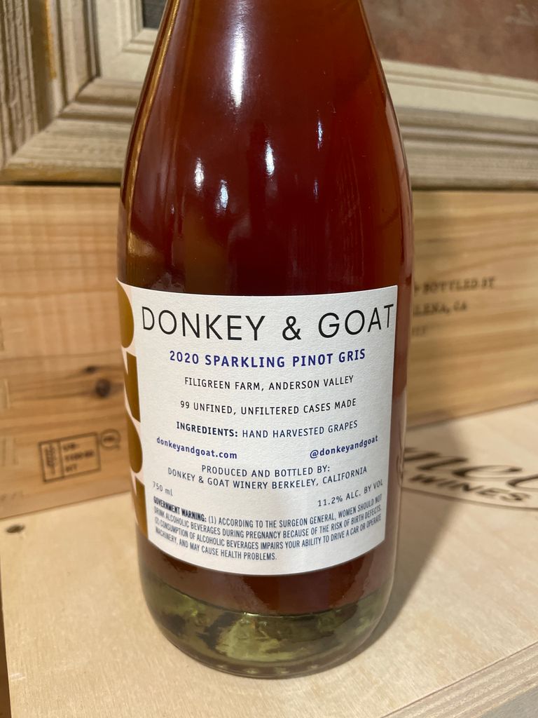 2015 Donkey and Goat Pinot Gris Pet Nat Ramato Filigreen Farm, USA ...