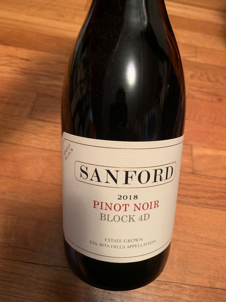 2018 Sanford Pinot Noir Block 4d Sta. Rita Hills, USA, California ...