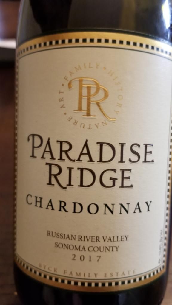 2019 Paradise Ridge Chardonnay, USA, California, Sonoma County, Russian ...