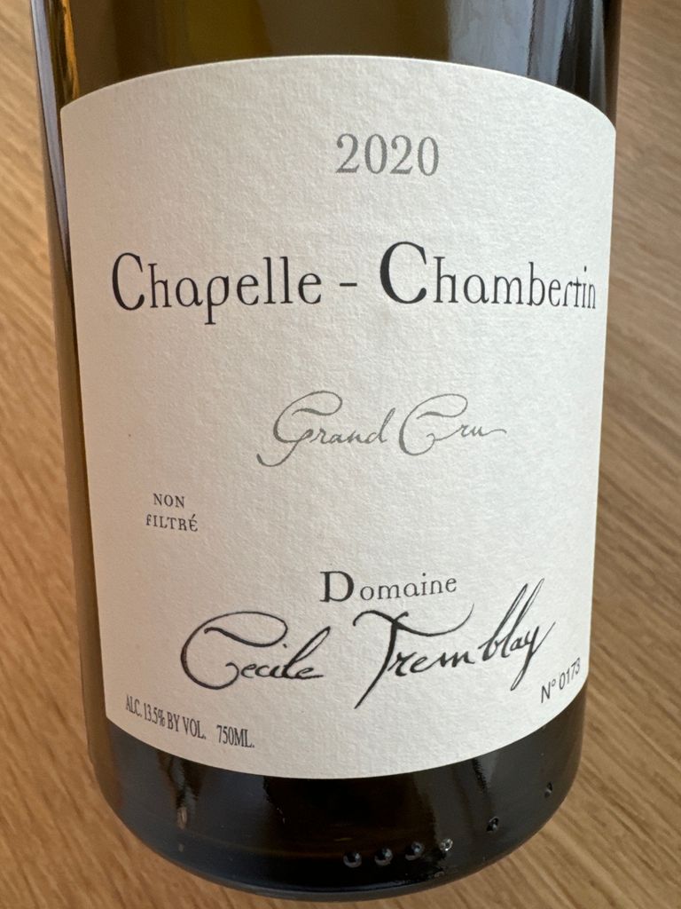 2020 Cecile Tremblay Chapelle-Chambertin, France, Burgundy, Côte de ...