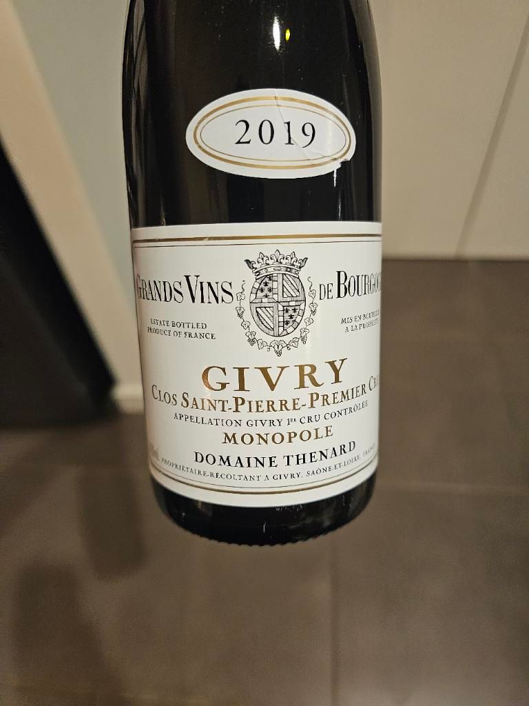 2019 Domaine Thenard Givry 1er Cru Clos St Pierre, France, Burgundy ...