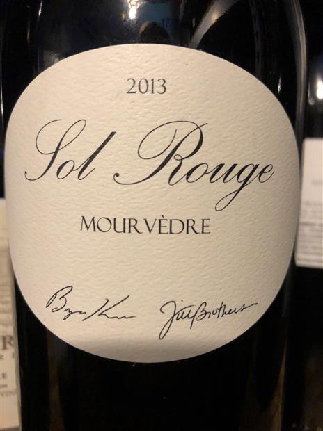 2013 Sol Rouge Mourvèdre, USA, California, North Coast, Red Hills Lake ...
