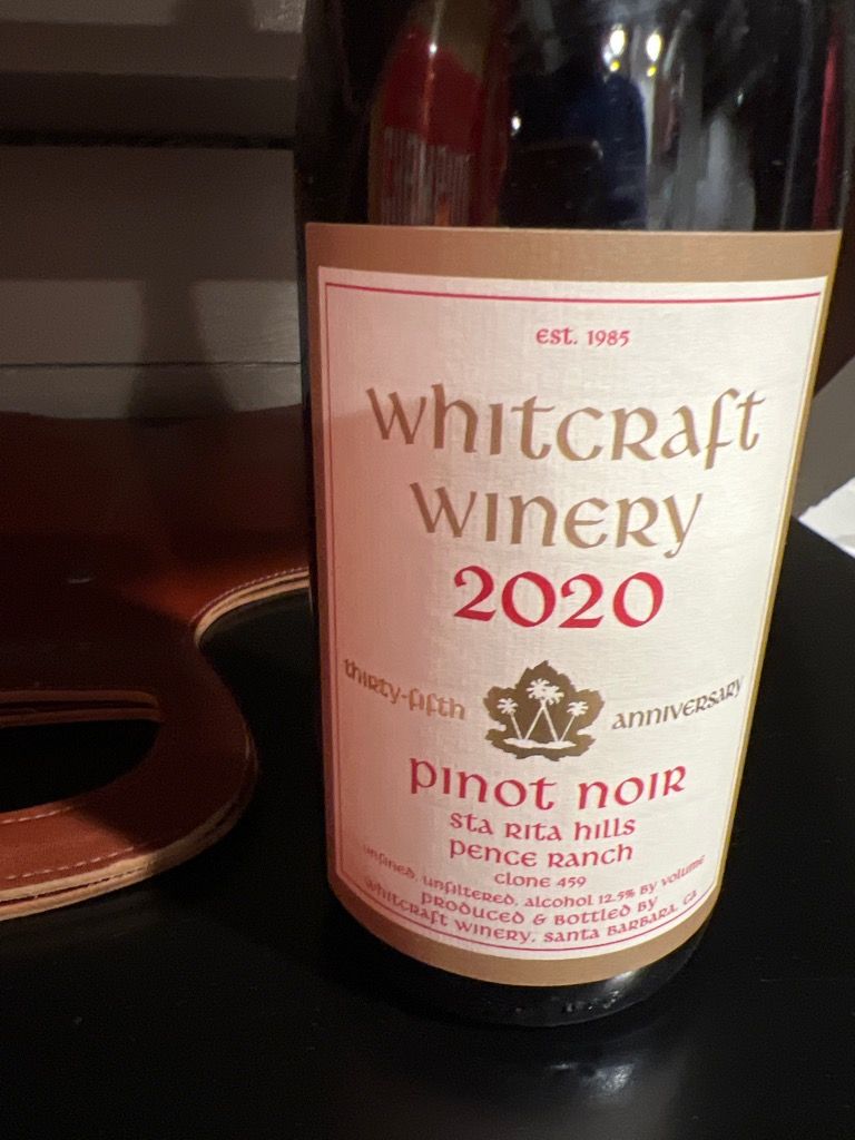 2020 Whitcraft Winery Pinot Noir Clone 828 Pence Ranch, USA, California ...