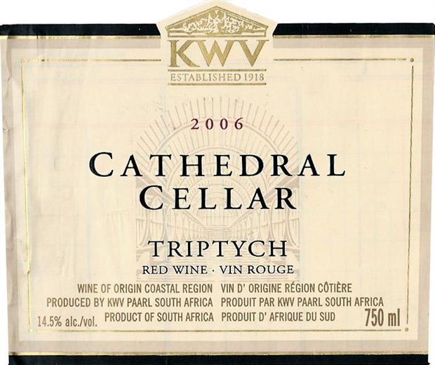 2006 KWV Cathedral Cellar Triptych, South Africa, Coastal Region ...