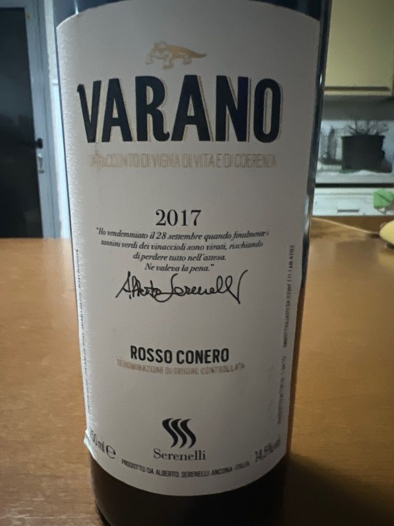 2017 Alberto Serenelli Rosso Conero Varano, Italy, Marche, Rosso Conero ...