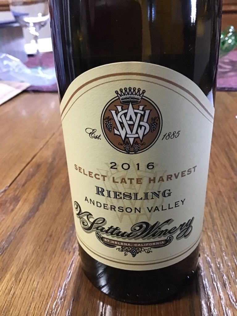 2016 V. Sattui Winery Riesling Select Late Harvest White Riesling, USA ...