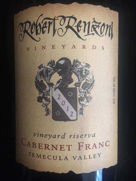 2013 Robert Renzoni Cabernet Franc Vineyard Riserva, USA, California ...