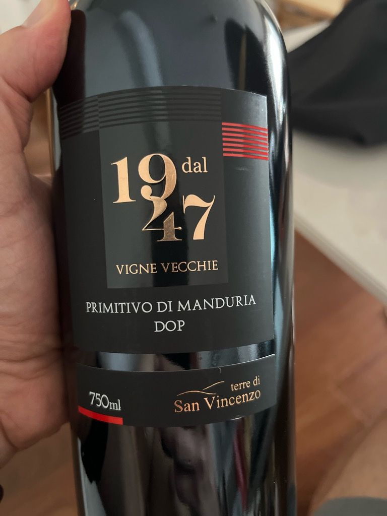 2022 Vinosia Primitivo di Manduria Dal 1947 Vigne Vecchie terre di San ...