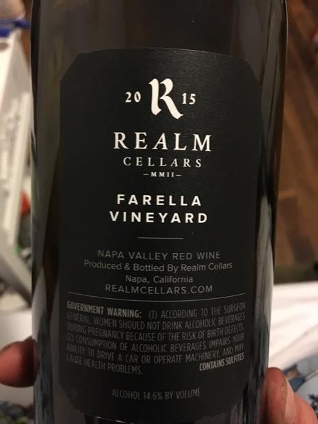 2015 Realm Cellars Farella Vineyard, USA, California, Napa Valley ...
