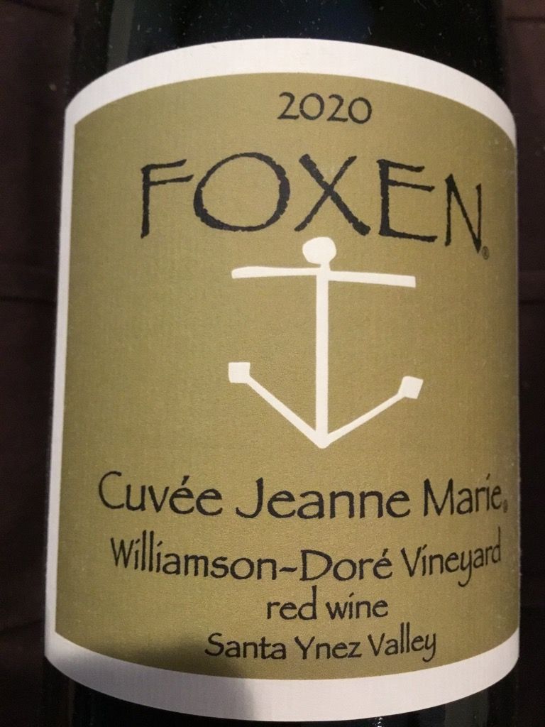 2020 Foxen Cuvée Jeanne Marie Williamson-Doré Vineyard, USA, California ...