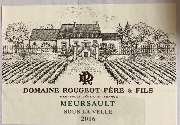 2016 Domaine Rougeot Meursault Sous La Velle, France, Burgundy, Côte de ...