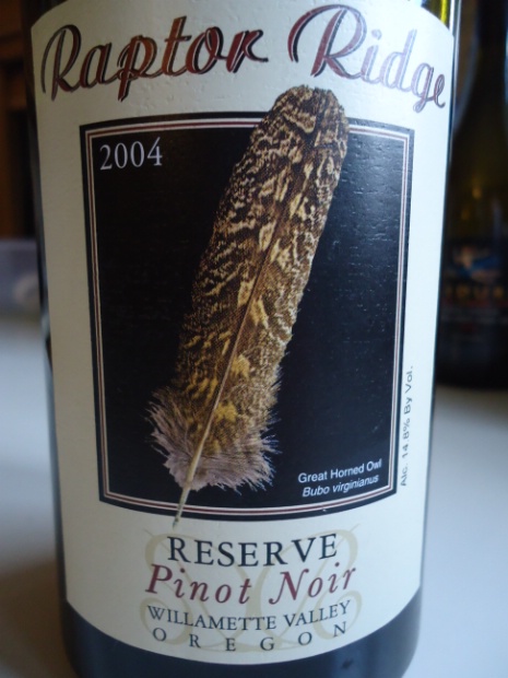 2004 Raptor Ridge Pinot Noir Reserve, USA, Oregon, Willamette Valley ...