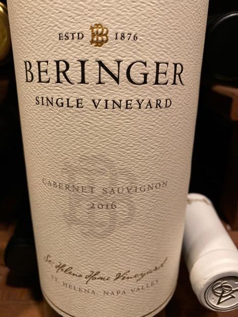 2016 Beringer Vineyards Cabernet Sauvignon Single Vineyard St. Helena ...