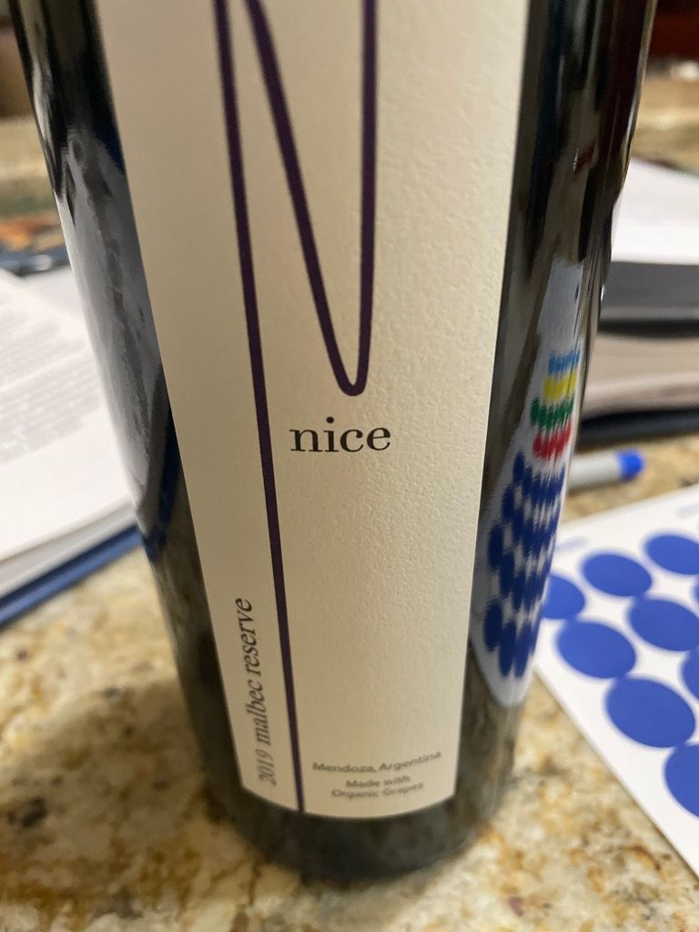 2019 Nice Malbec Reserve, Argentina, Mendoza, Lujan de Cuyo - CellarTracker