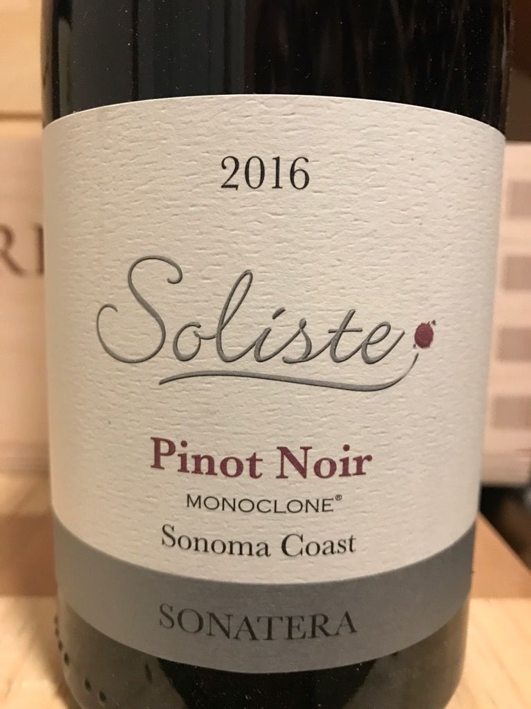 2016 Soliste Cellars Pinot Noir Sonatera Vineyard, USA, California ...