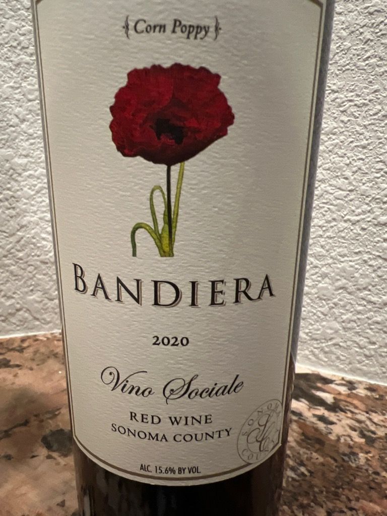 2020 Bandiera Winery Vino Sociale, USA, California, Sonoma County ...
