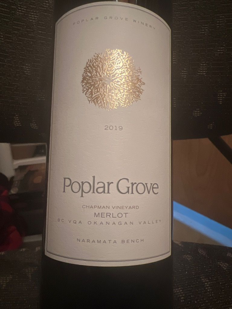 2019 Poplar Grove Winery Merlot, Canada, British Columbia, Okanagan ...