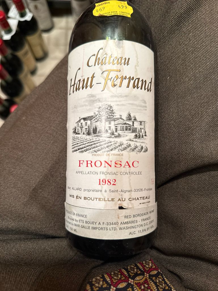 1982 Château Haut Ferrand Fronsac, France, Bordeaux, Libournais ...