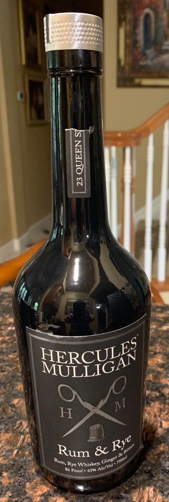 NV Hercules Mulligan Rum & Rye Whiskey, Ginger & Bitters 86 proof, USA ...