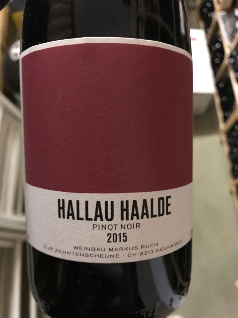 2015 Weinbau Markus Ruch Pinot Noir Hallau Haalde, Switzerland, Eastern ...