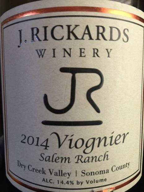 2014 J. Rickards Viognier Salem Ranch, USA, California, Sonoma County ...