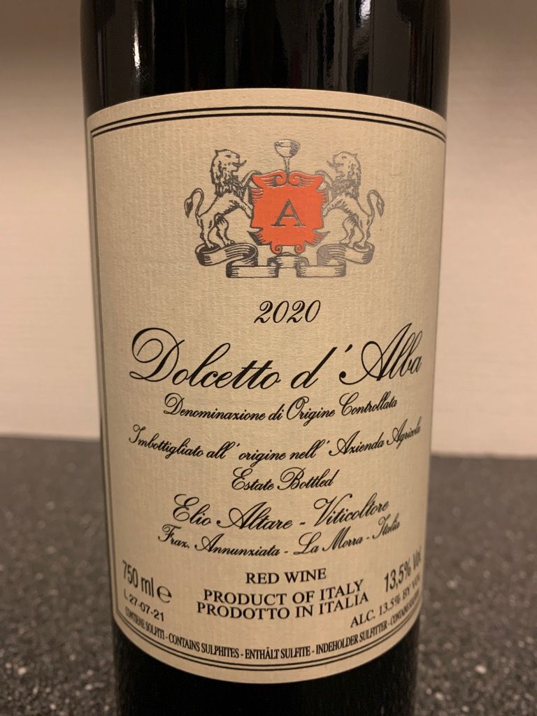 2020 Elio Altare Dolcetto d'Alba, Italy, Piedmont, Alba, Dolcetto d ...