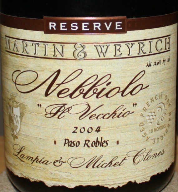 2003 Martin & Weyrich Nebbiolo Il Vecchio Reserve, USA, California ...