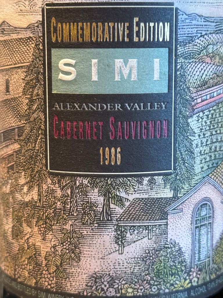 1986 Simi Cabernet Sauvignon Commemorative Edition, USA, California ...