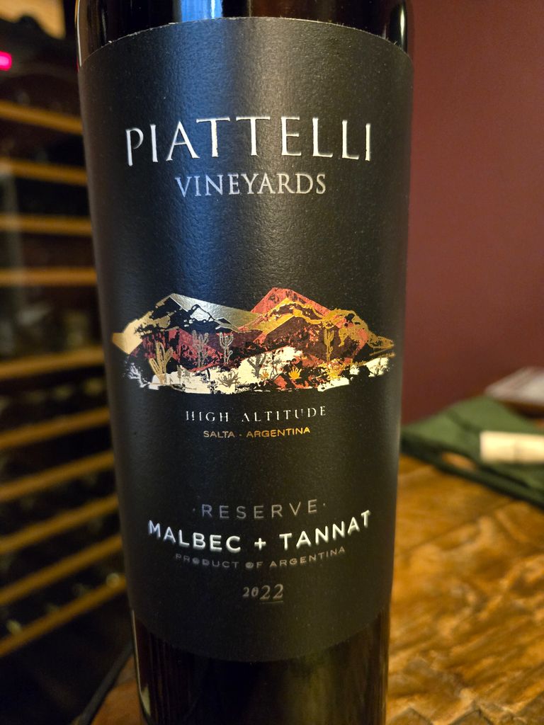 2022 Piattelli Vineyards Malbec Tannat Reserve, Argentina, Valles ...