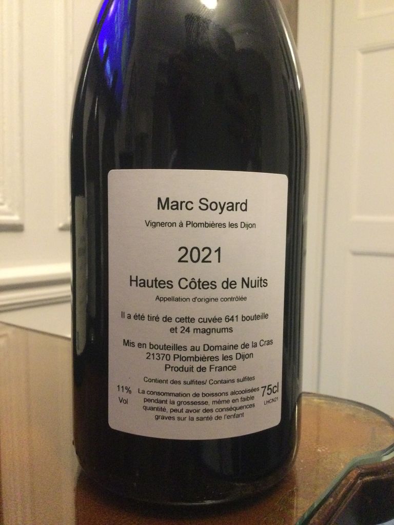 2023 Domaine de la Cras (Marc Soyard) Bourgogne Hautes-Côtes de Nuits ...