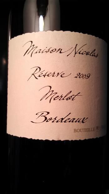 2009 Maison Nicolas Merlot Reserve, France, Bordeaux - CellarTracker