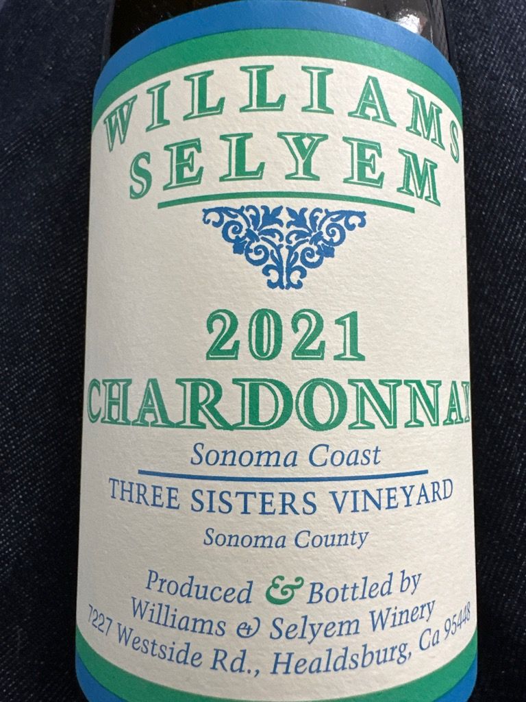 2021 Williams Selyem Chardonnay Three Sisters Vineyard, USA, California ...