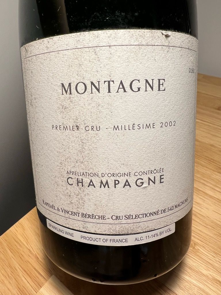 2002 Raphaël & Vincent Bérêche Champagne Premier Cru Montagne, France, Champagne, Champagne ...