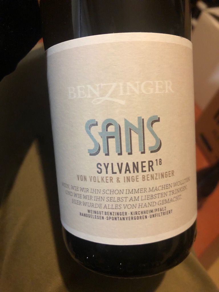 2020 Von Volke & Inge Benzinger Sylvaner Sans, Germany, Pfalz ...