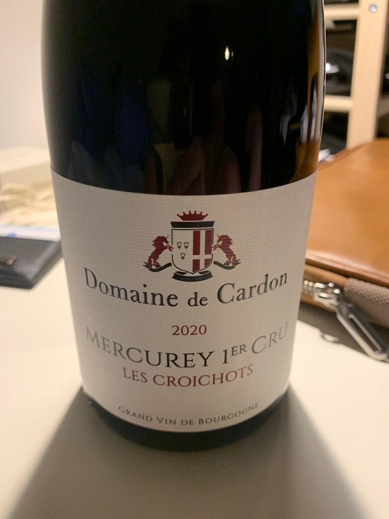 2018 Domaine de Cardon Pinot Noir Mercurey 1er Cru Les Croichots ...