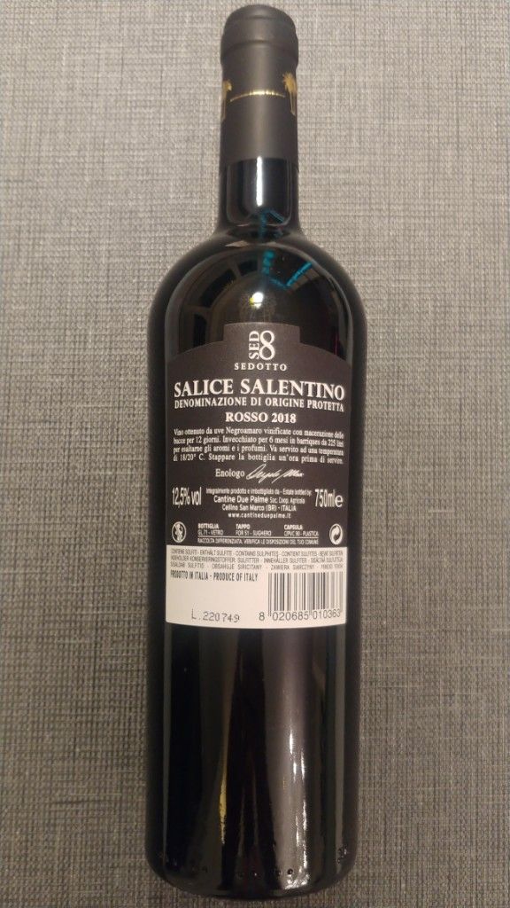 2018 Cantine Due Palme Salice Salentino Sedotto, Italy, Puglia, Salice ...