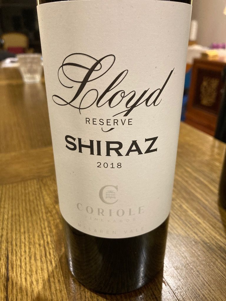 2018 Coriole Shiraz Lloyd Reserve, Australia, South Australia, Fleurieu ...