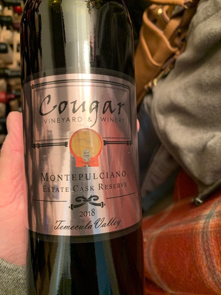 2018 Cougar Vineyard and Winery Montepulciano Full Monte Estate, USA ...