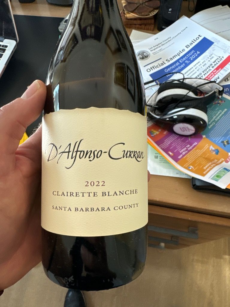 2022 D'Alfonso - Curran Clairette Blanche, USA, California, Central ...