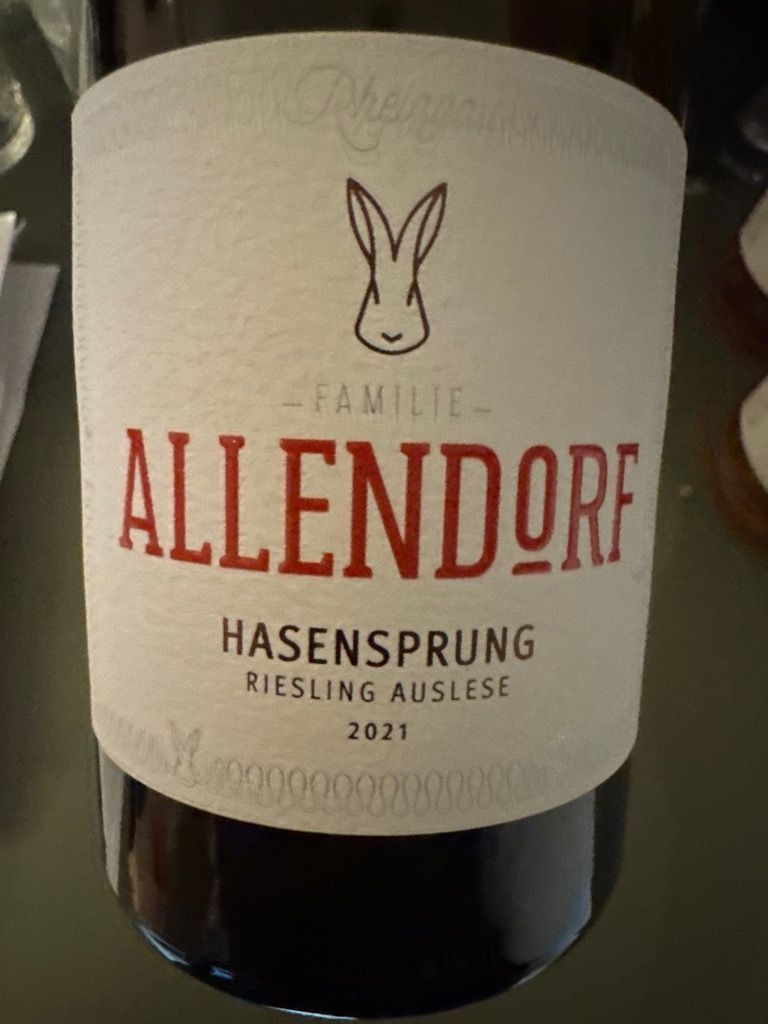 2021 Weingut Fritz Allendorf Winkeler Hasensprung Riesling Auslese ...